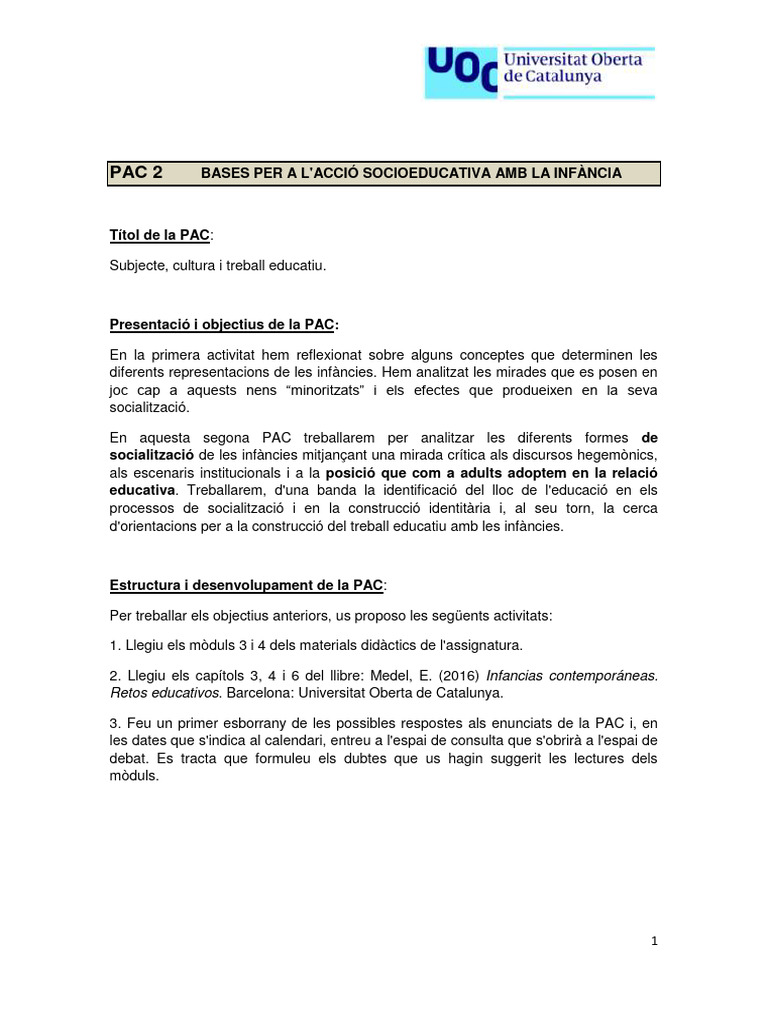 Pac 2 - Bases Infància | PDF