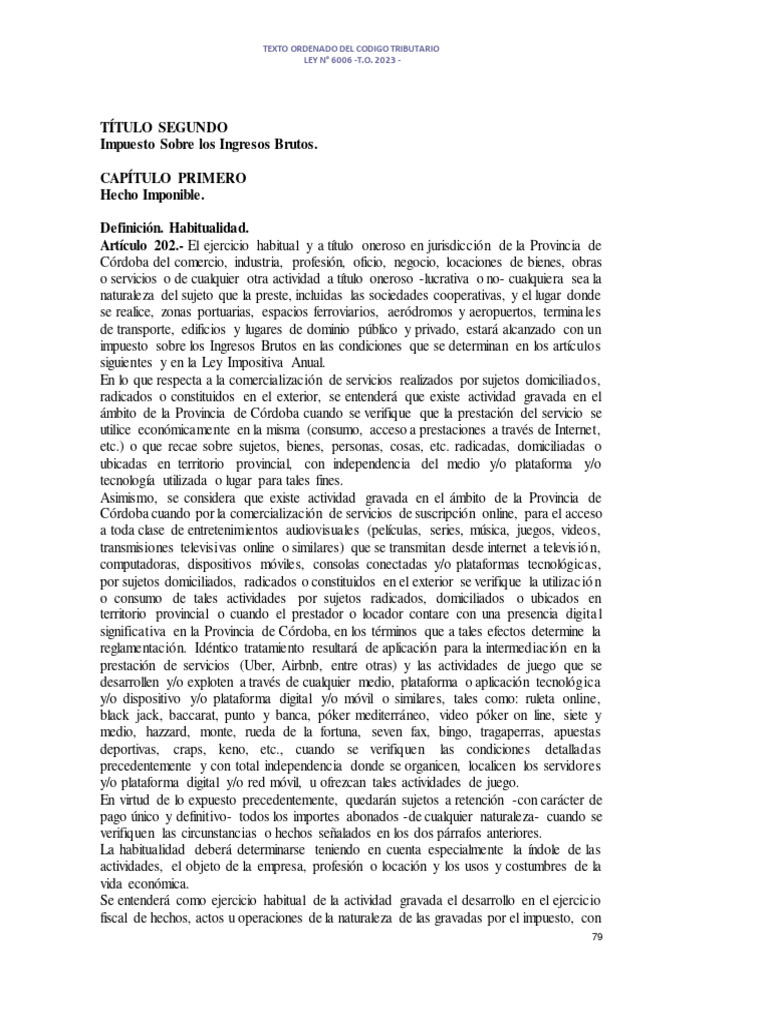 CODIGO TRIBUTARIO. Ingresos Brutos. | Descargar gratis PDF | Impuestos | Reaseguro