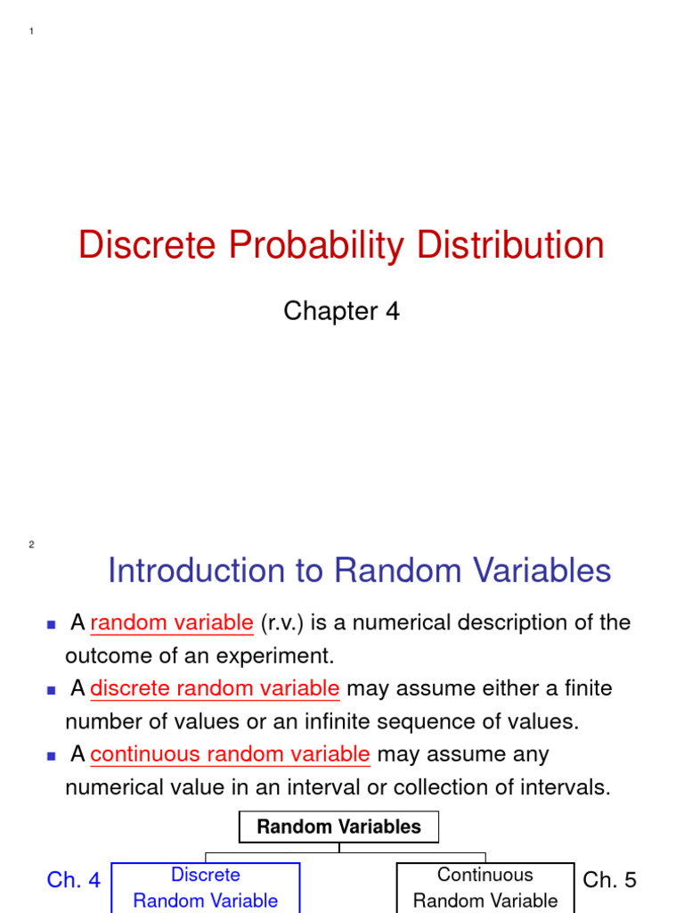 Chapter 4 Discrete Probability | PDF | Probability Distribution | Random Variable