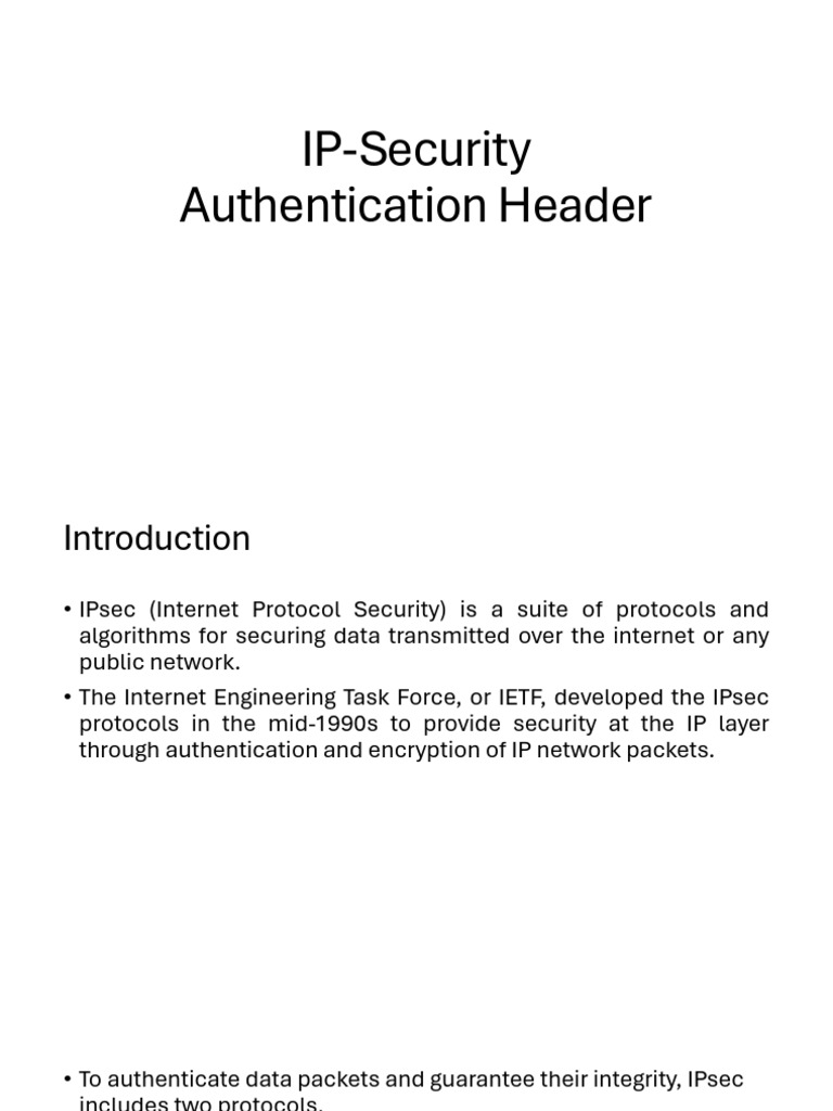 54-IP-Sec (Authentication Header)-23-04-2024 | Download Free PDF | Internet Protocols | Internet