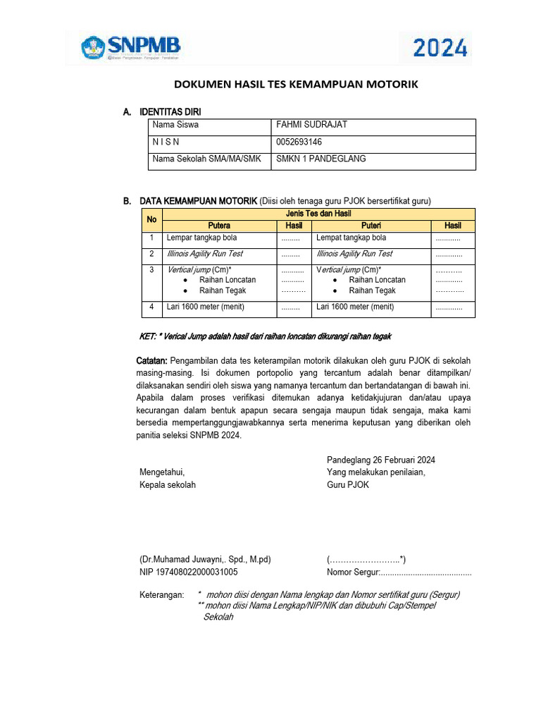 00 Final Template Hasil Tes Keterampilan Motorik (Porto Olahraga 2024 ...
