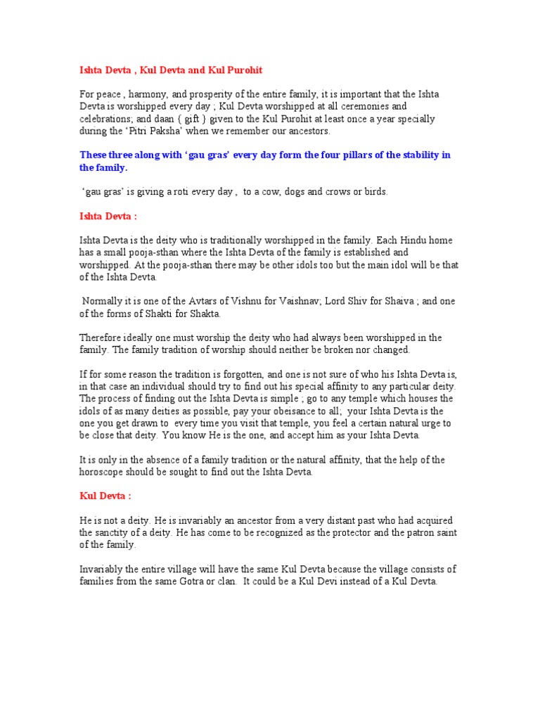 Understanding Ishta Devta & Kul Purohit | PDF | Polytheism | Theism