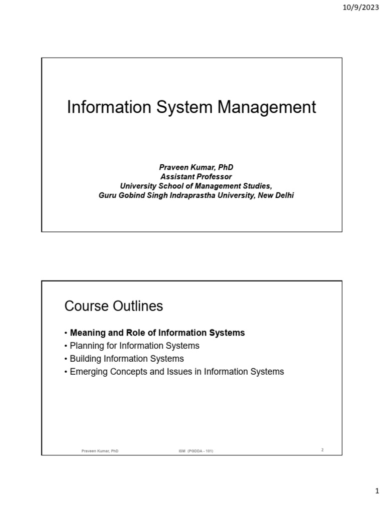PGDDA 101 ISM Unit 1 | PDF | Information System | System
