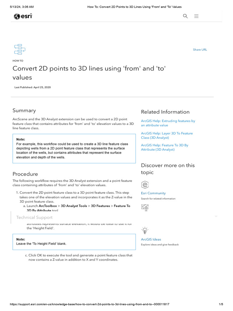 How To_ Convert 2D Points to 3D Lines Using 'From' and 'To' Values | Download Free PDF | Esri ...