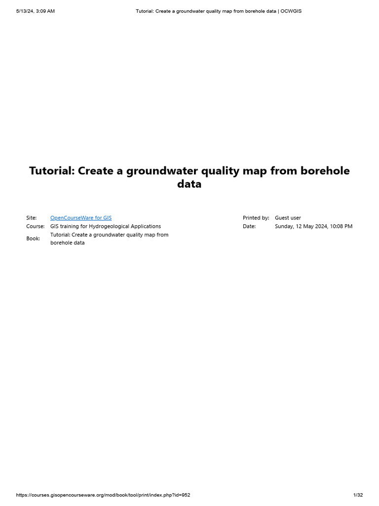 Tutorial - Create A Groundwater Quality Map From Borehole Data - OCWGIS ... Tutorial - Create A Groundwater Quality Map From Borehole Data - OCWGIS ...