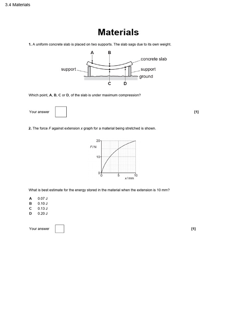 3.4 Materials QP | PDF | Elasticity (Physics) | Young's Modulus