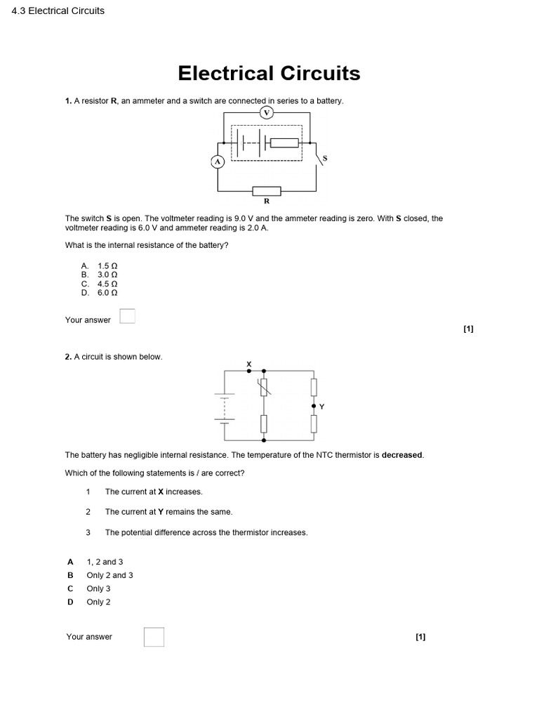4.3 Electrical Circuits QP | Download Free PDF | Electrical Resistance ...