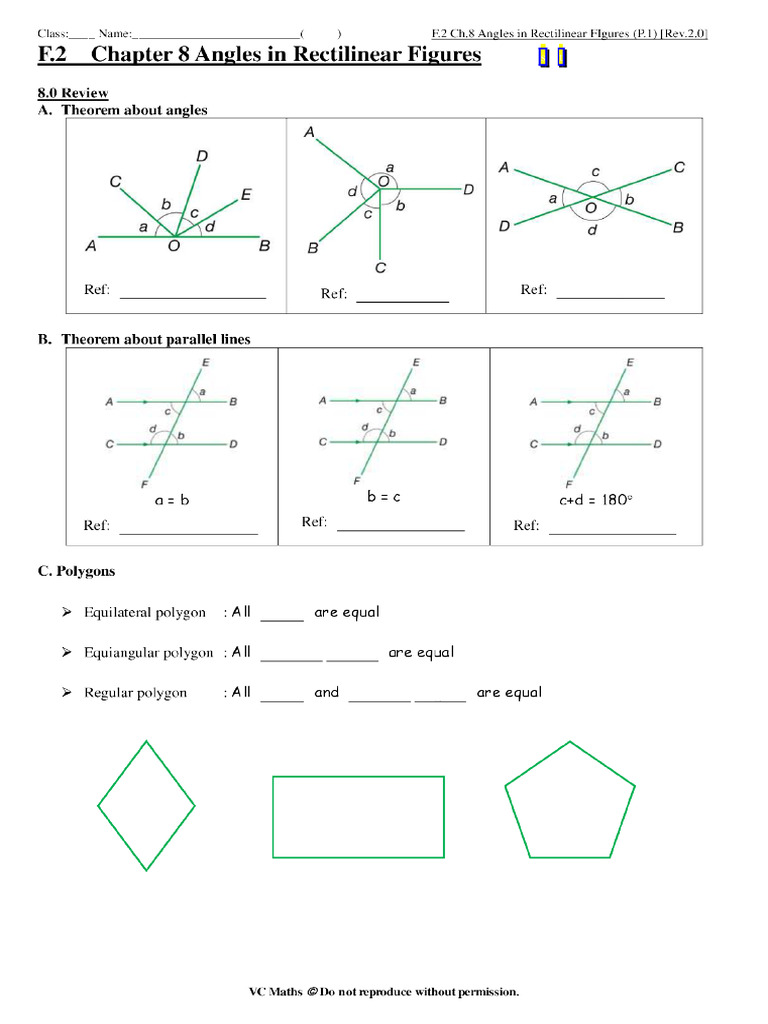 2B08 Angles in Rectilinear Figures NOTES v2.0 (Student) | PDF