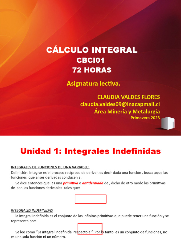 Unidad 1 Integrales Indefinidas - Cálculo Integral | PDF | Integral | Función (Matemáticas)