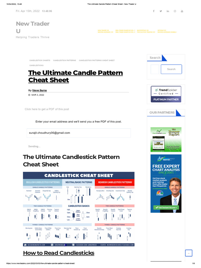 The Ultimate Candle Pattern Cheat Sheet - New Trader U | PDF | Financial Markets | Investing