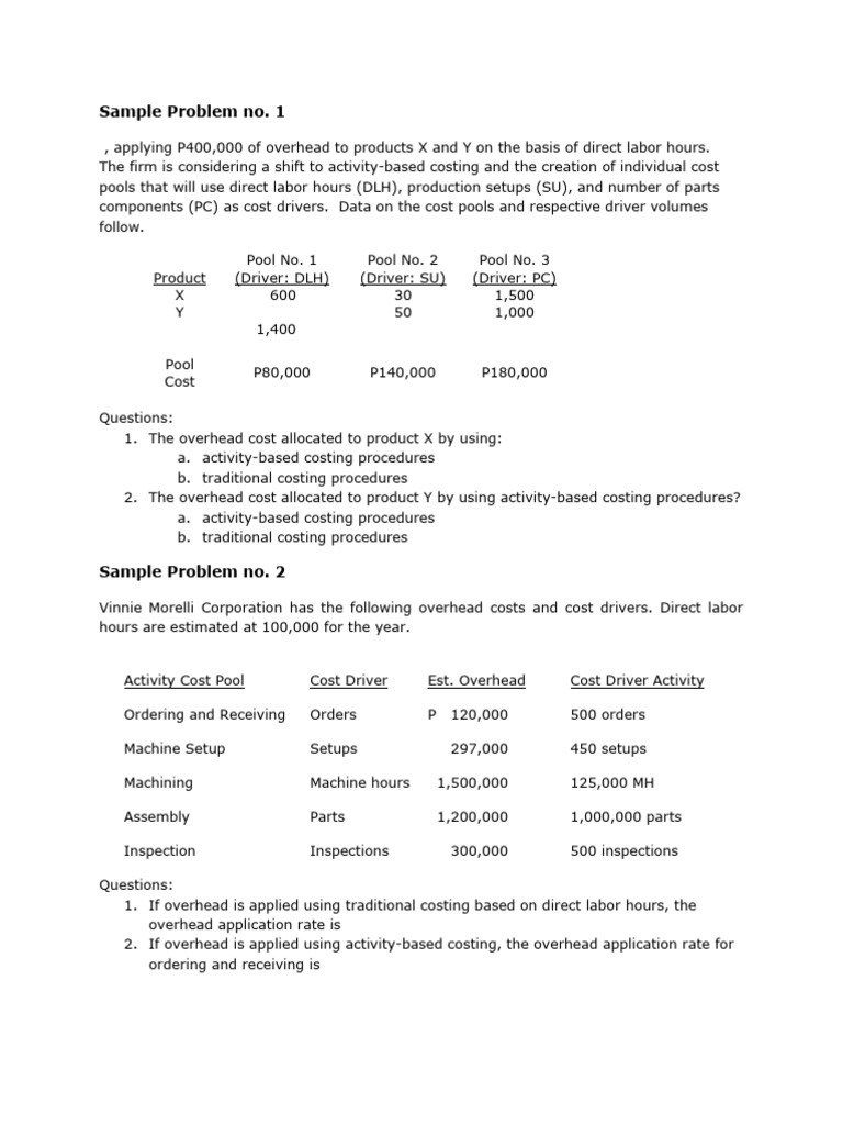 Sample+Problem+ +ABC+Costing | Download Free PDF | Cost | Accounting
