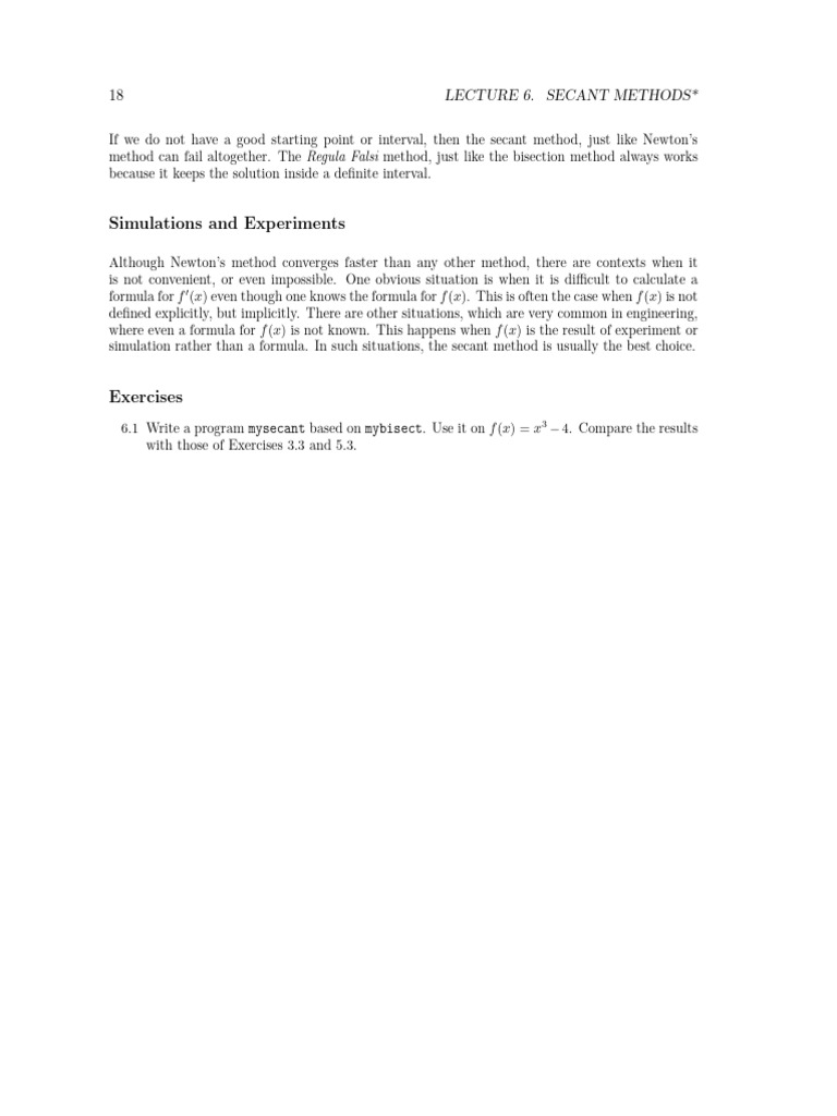 Secant Methods for Engineers | PDF | Computers