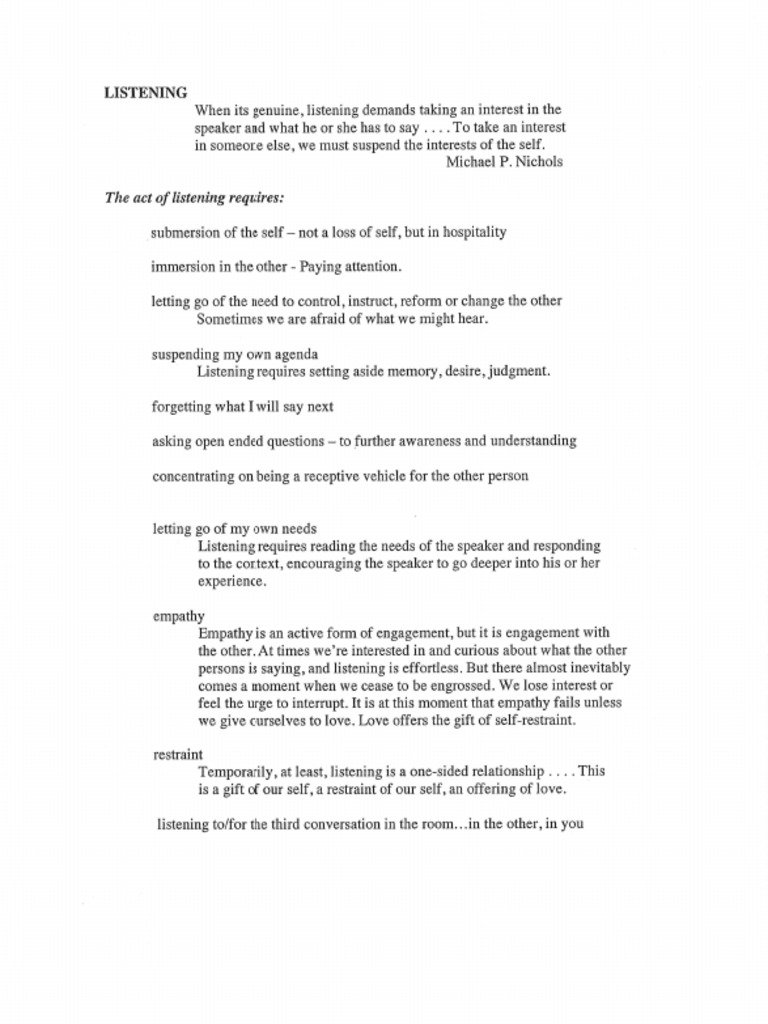 Listening Handout | PDF