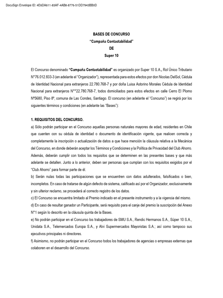 Bases Legales Contactabilidad 2024pdf | PDF | Documento de identidad