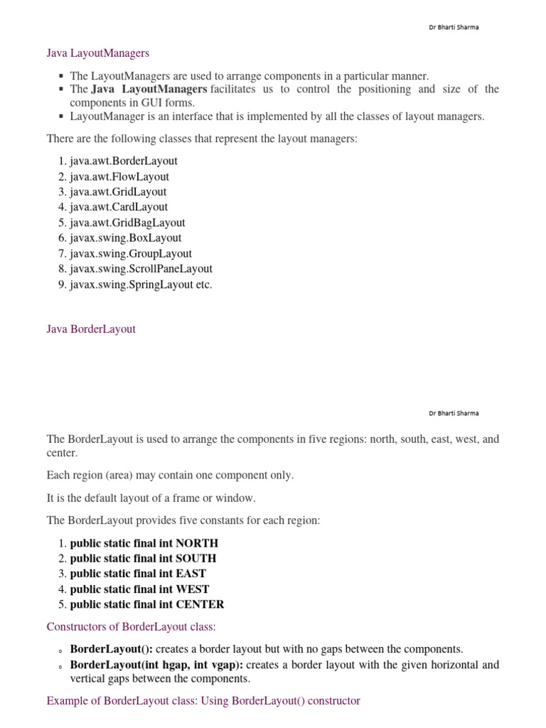 Java LayoutManagers | PDF | Graphical User Interfaces | Computing Platforms Java LayoutManagers | PDF | Graphical User Interfaces | Computing Platforms