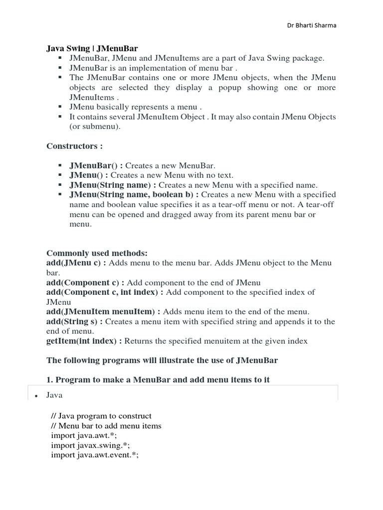 Jmenu Item | Download Free PDF | Computer Programming | Object (Computer Science)