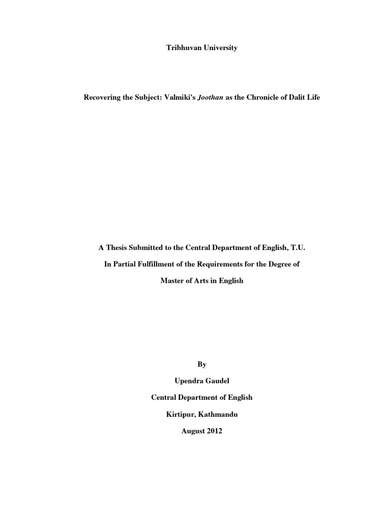 Thesis N Cover | PDF | Dalit | Caste