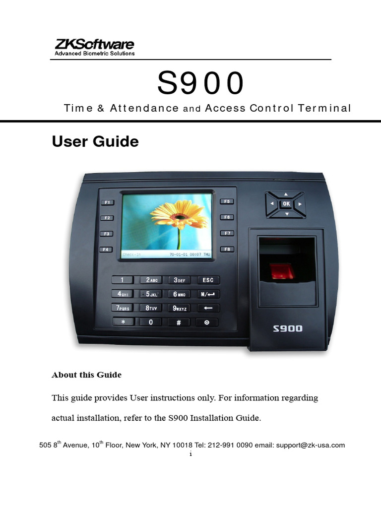 Time Log S900 - User Guide | PDF | Fingerprint | Access Control