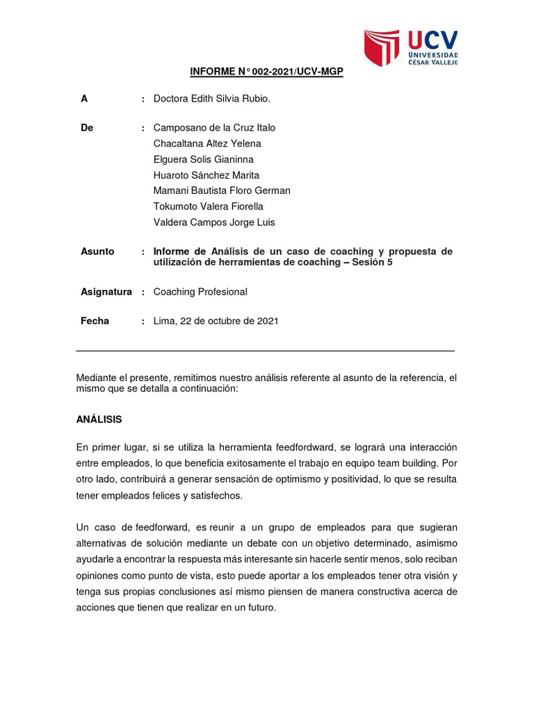 INFORME GRUPAL #02 - Análisis de Un Caso de Coaching y Propuesta de Utilización de Herramientas ...