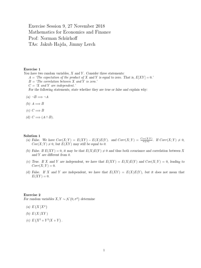 Exercises MEF - 9 - 2018 - Solution | PDF | Ordinary Least Squares | Estimator