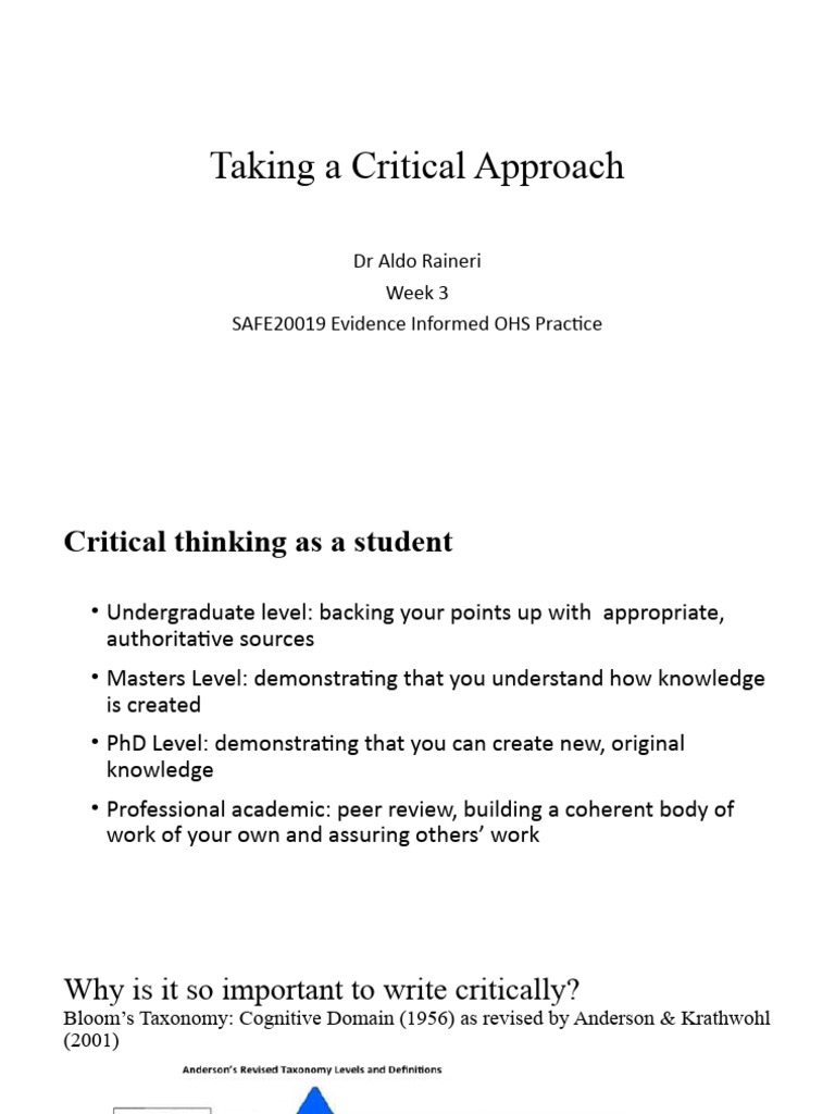 Taking A Critical Approach | PDF | Critical Thinking | Methodology
