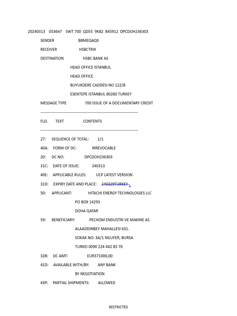 Documentary Credit Issuance Details | PDF | Law