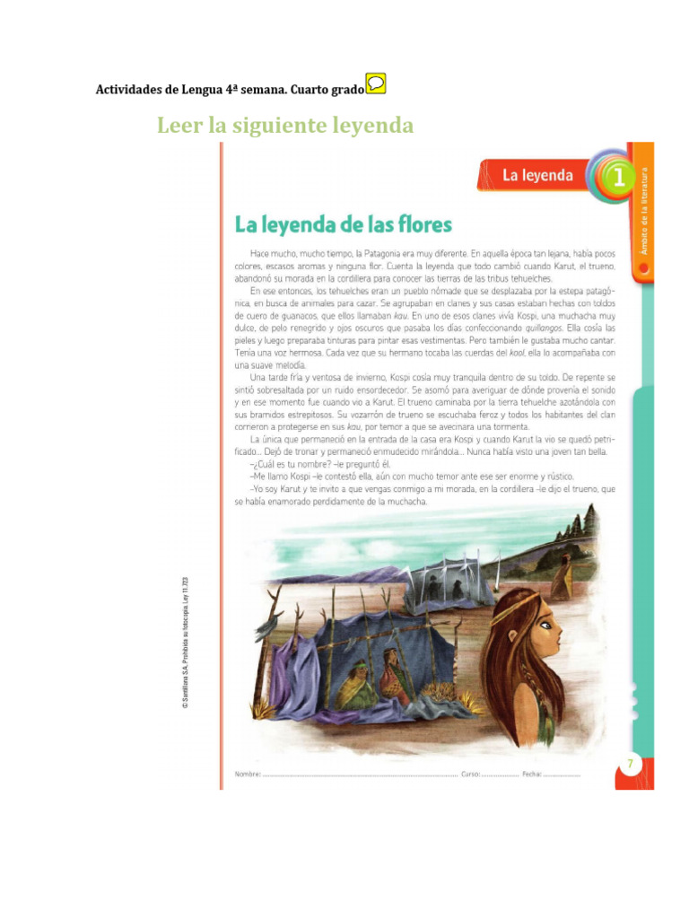Leyenda de Kospi: Actividades para Niños | PDF