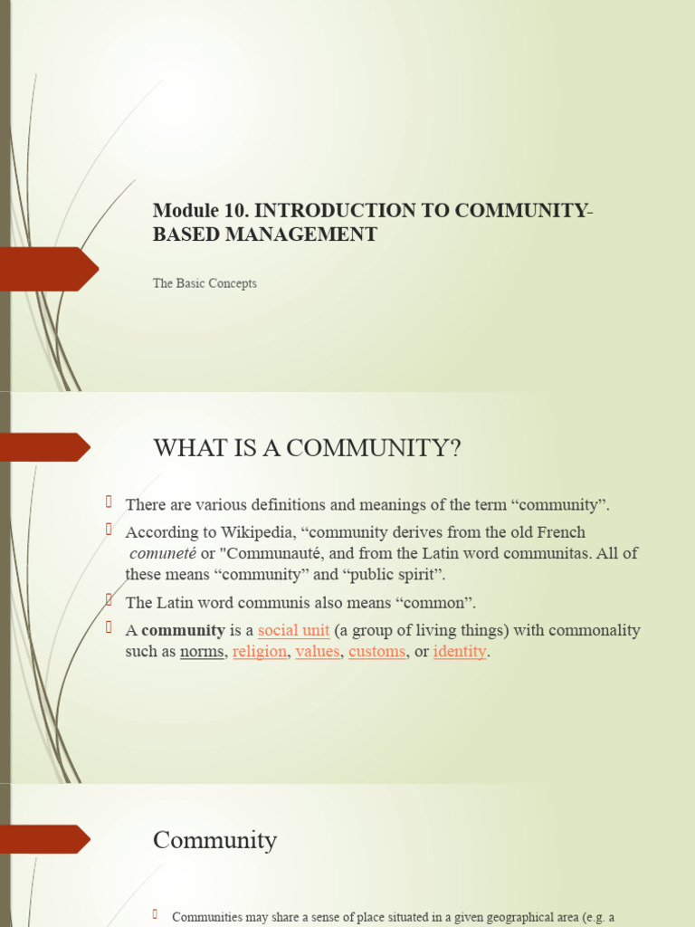 Community-Based Management Overview | PDF | Community | Disaster Risk ...