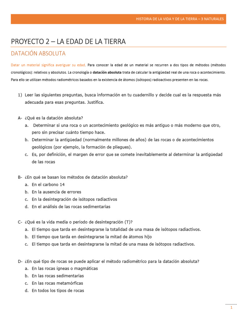 Datación Absoluta de Rocas | PDF | Desintegración radioactiva ...