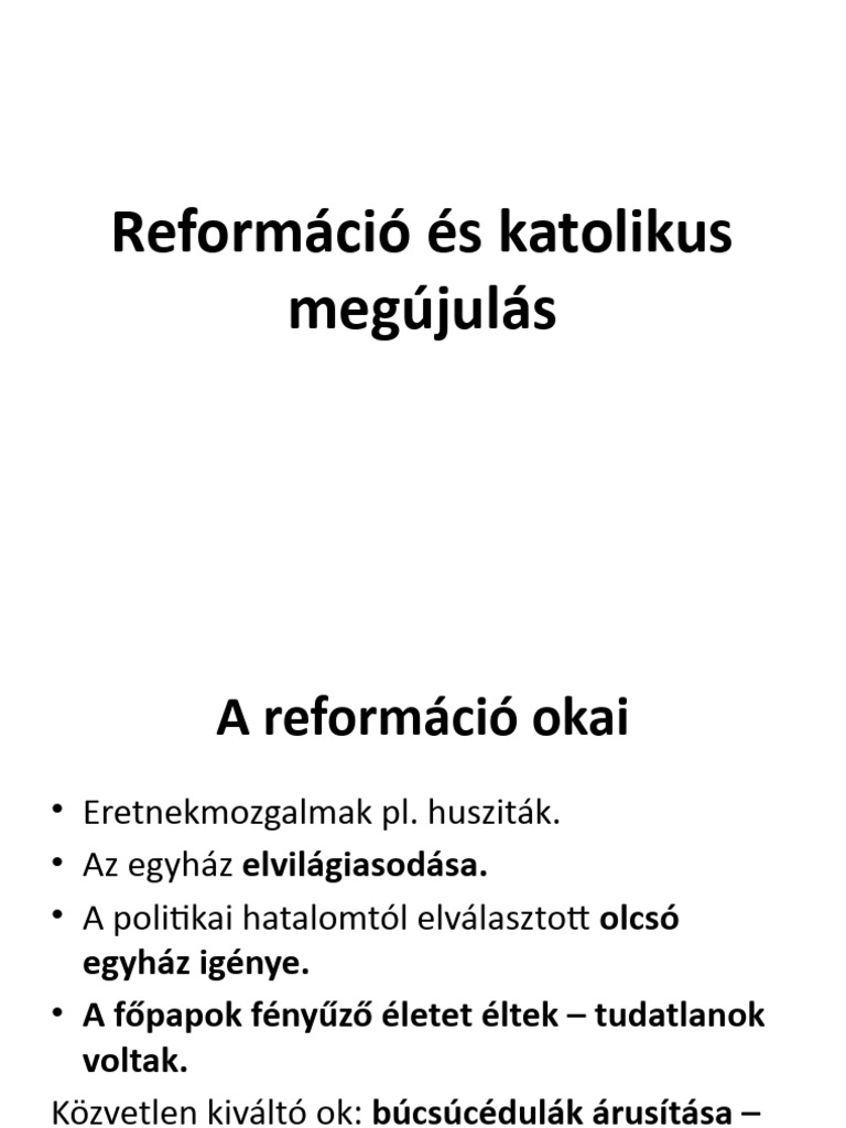 Reformáció És Katolikus Megújulás | PDF