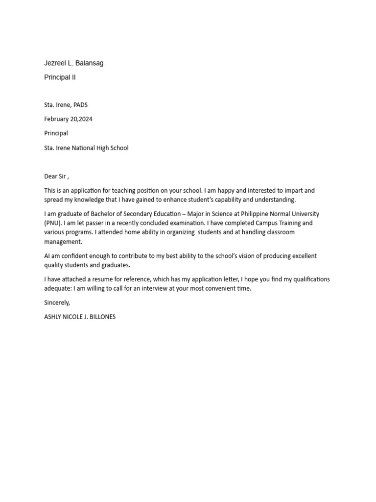 Application Letter | PDF