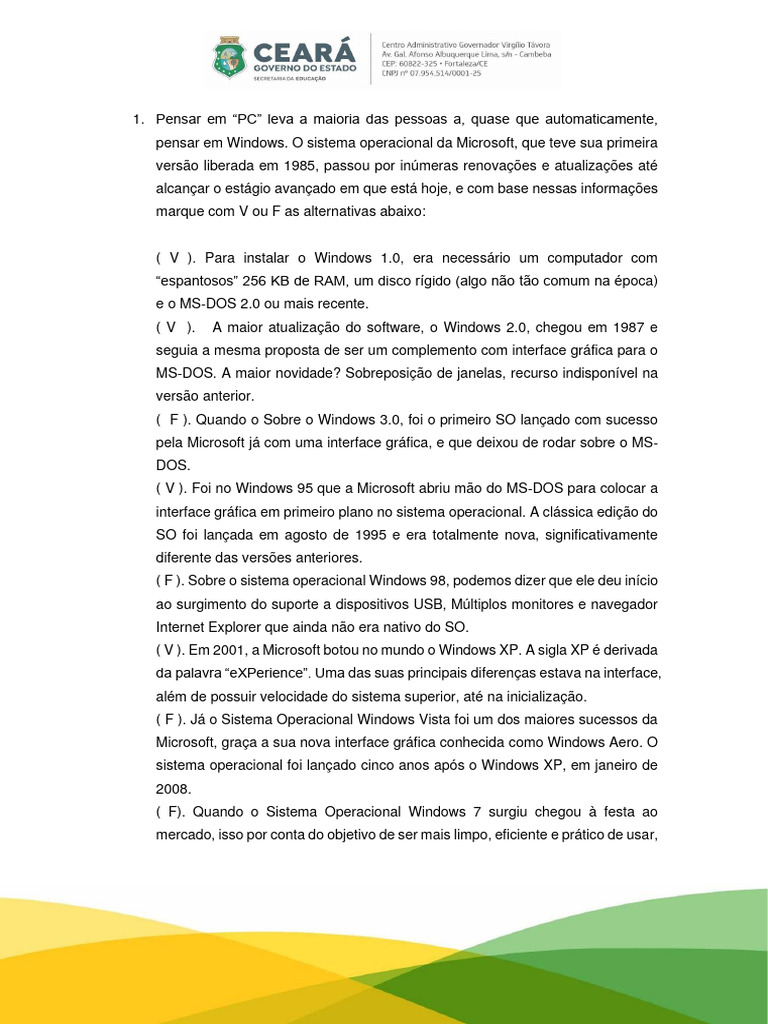 Atividade Aula 02 | PDF | Microsoft Windows | Microsoft