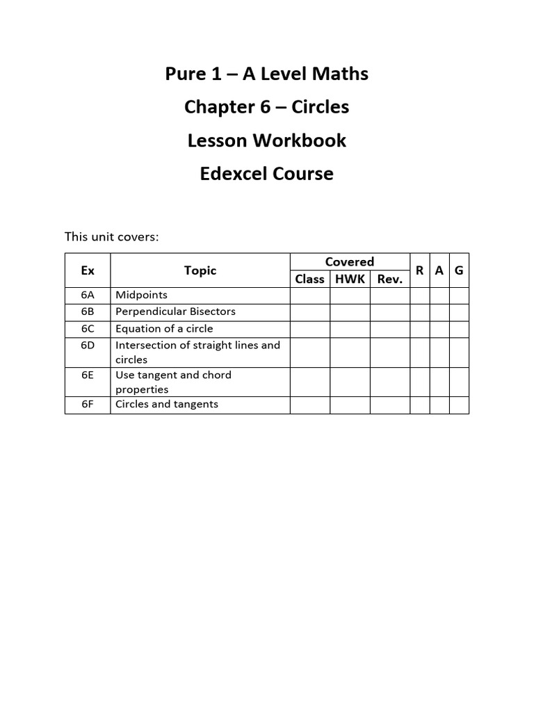 Pure 1 Chapter 6 Circles | PDF | Circle | Perpendicular