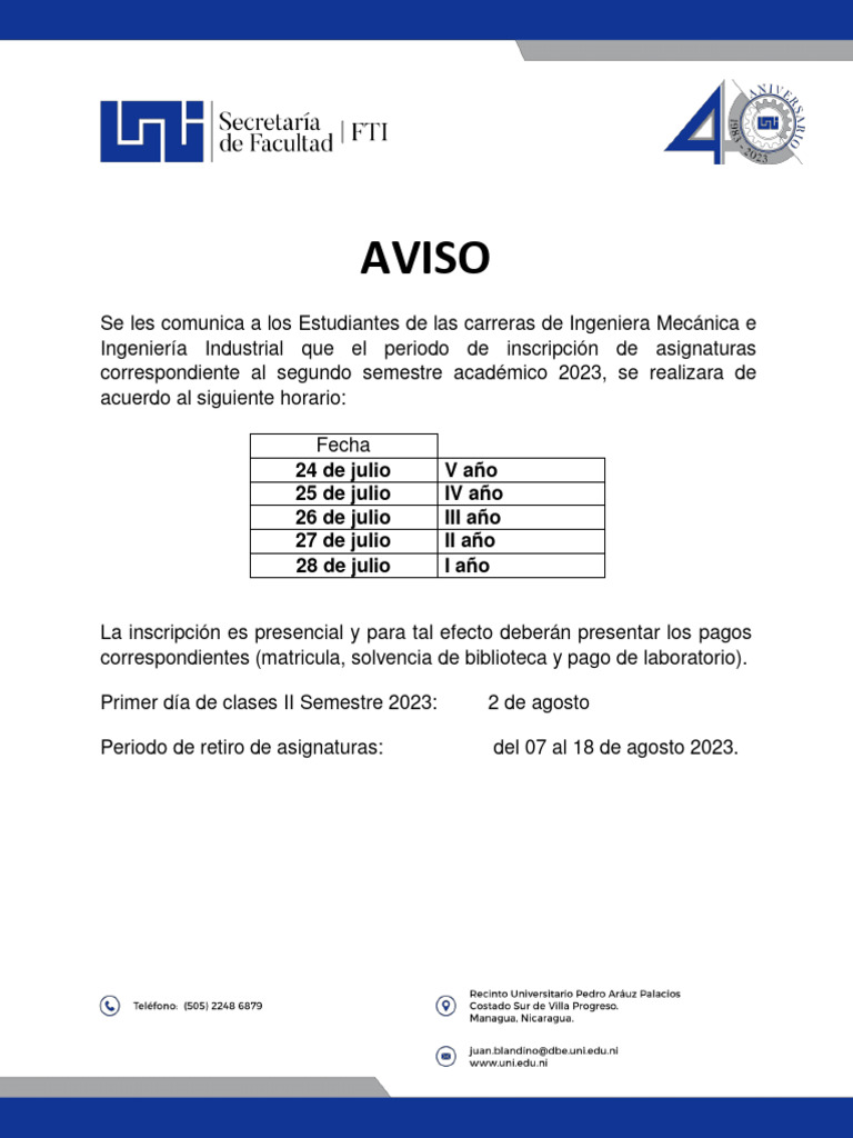 Aviso secretaria.docx | PDF