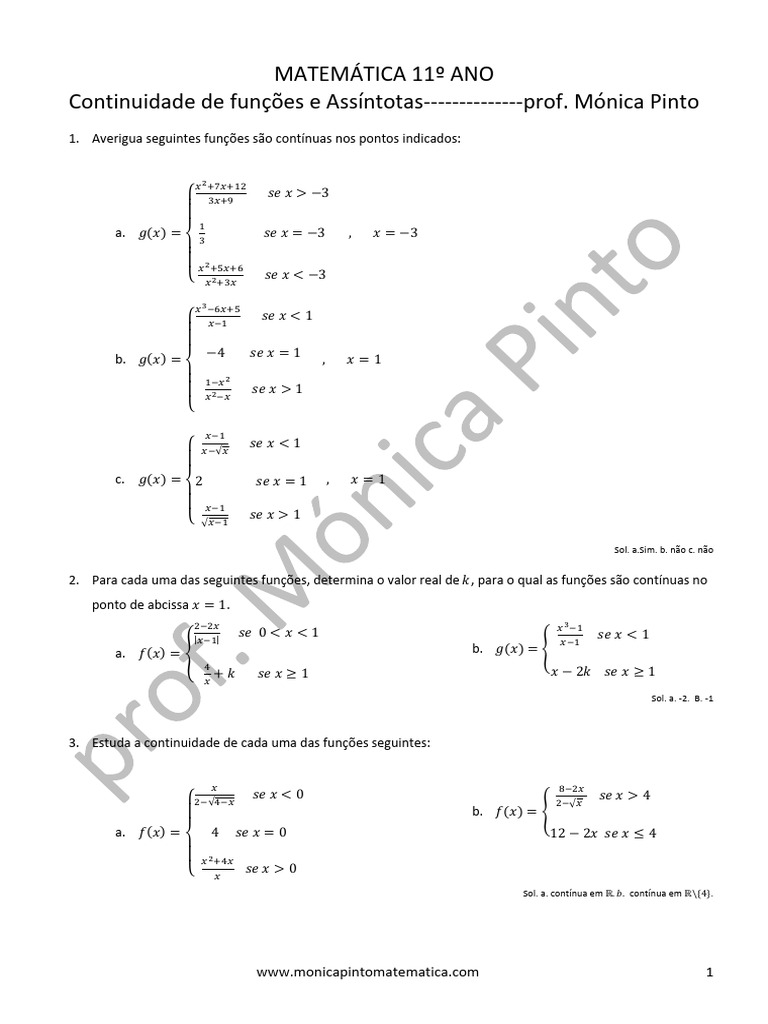 Continuidade | PDF | Função (Matemática) | Assíntota