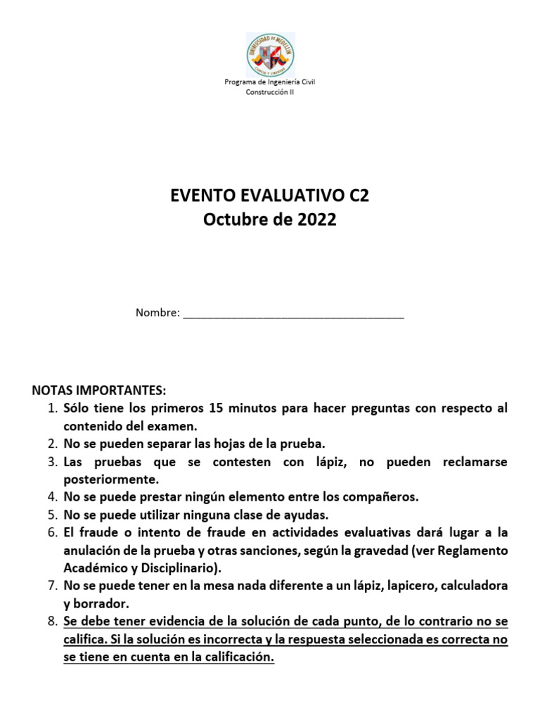 Tercer Evento Evaluativo C2 2022 2 Solución | PDF