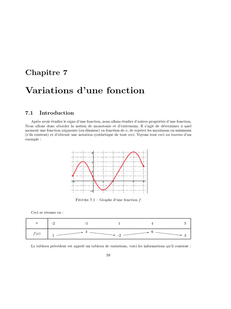 Variations et Extremums d'une Fonction | PDF | Fonction (Mathématiques ...