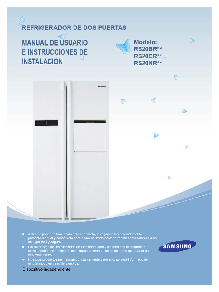 Manual de Nevera Samsung | PDF | Refrigerador | Ingeniería de Edificación