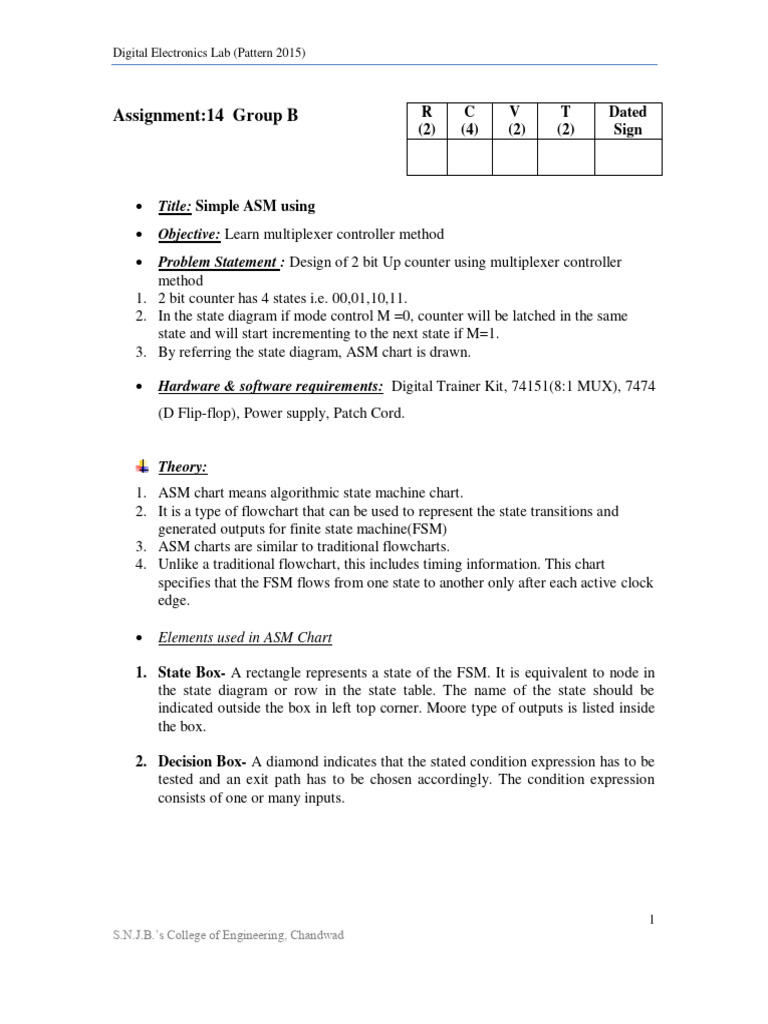 16 Design Of Asm Chart Using Mux Controller Method Pdf Electronic Design Computing