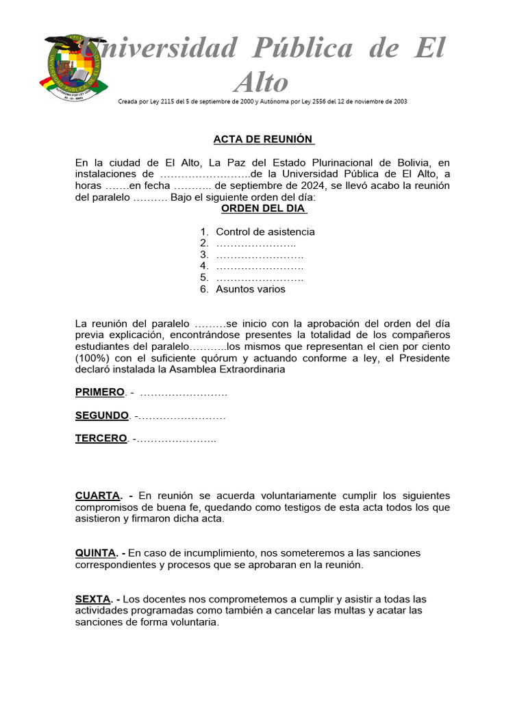 Acta - de - Reunión Borrador | Descargar gratis PDF | Gobierno