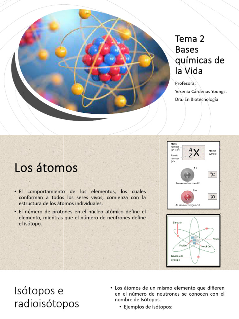 Tema 2 Bases QM de La Vida (2024) | PDF | Isótopo | Neutrón
