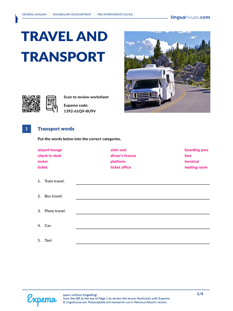 Travel and Transport American English Teacher Ver2 | PDF | Transport