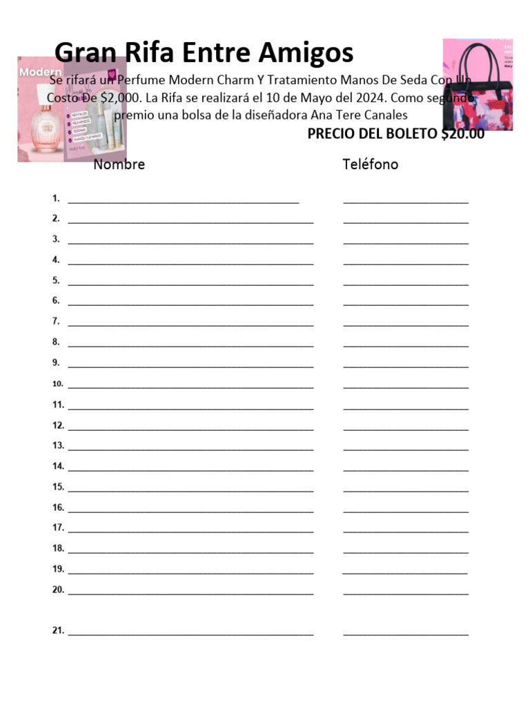 Formato de Rifa | PDF | Finanzas y dinero | Estilo de vida