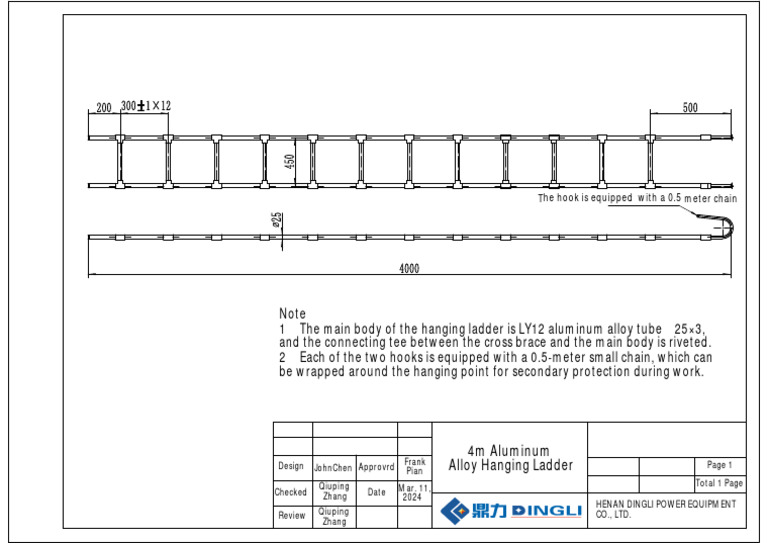 Annex 1 Drawing For 4m Ladder | PDF