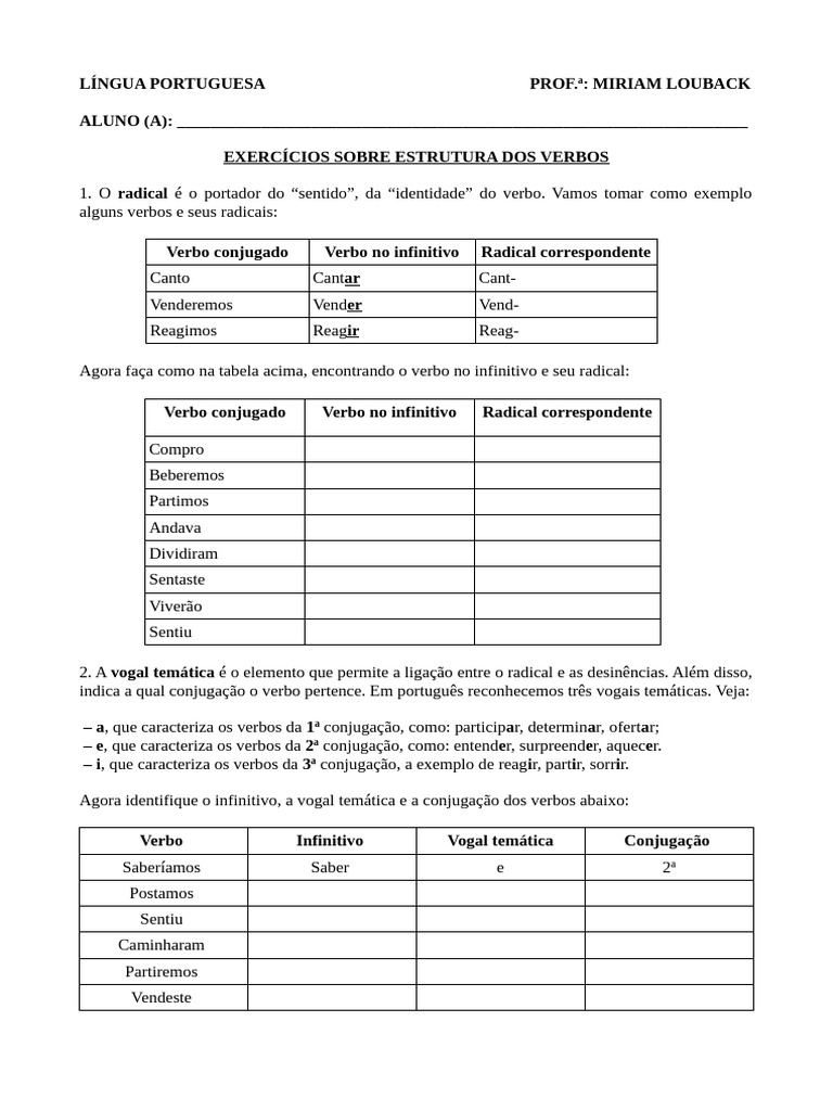 Estrutura Dos Verbos Pdf Tipologia Linguística Famílias Linguísticas