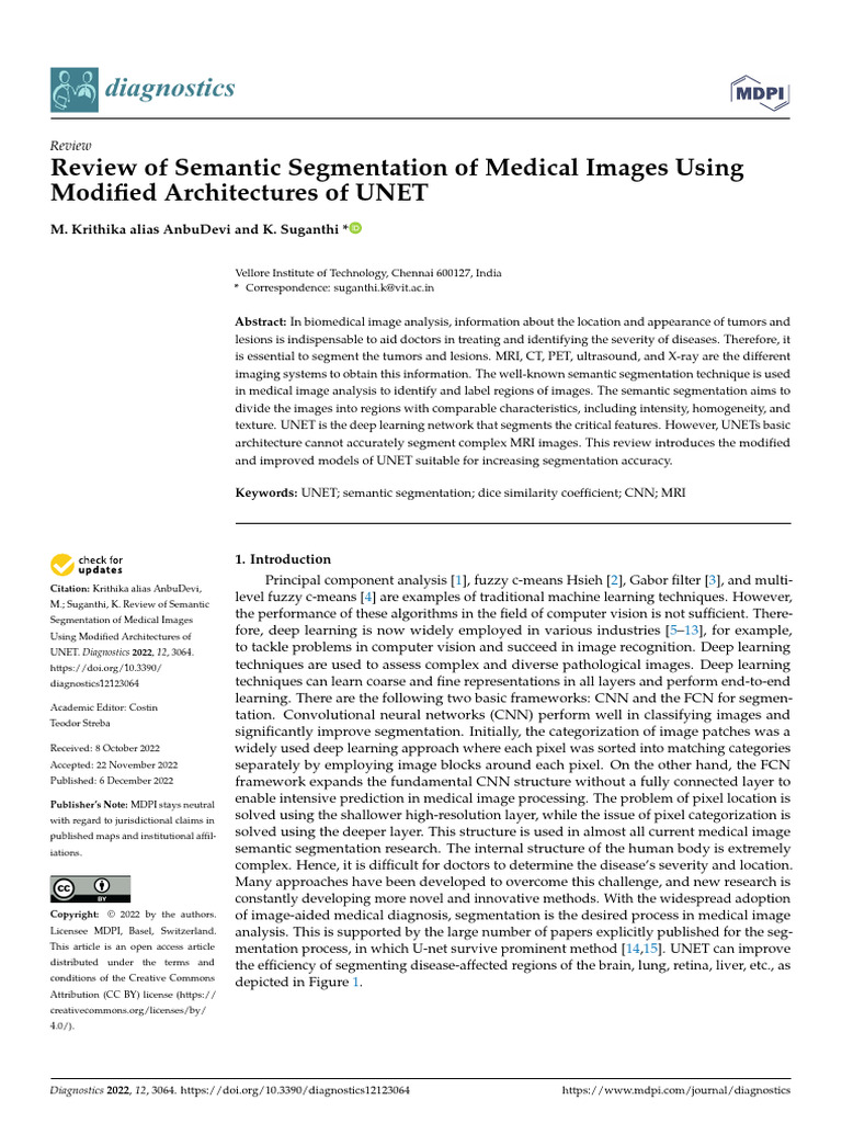 Diagnostics 12 03064 v2 | PDF | Image Segmentation | Deep Learning