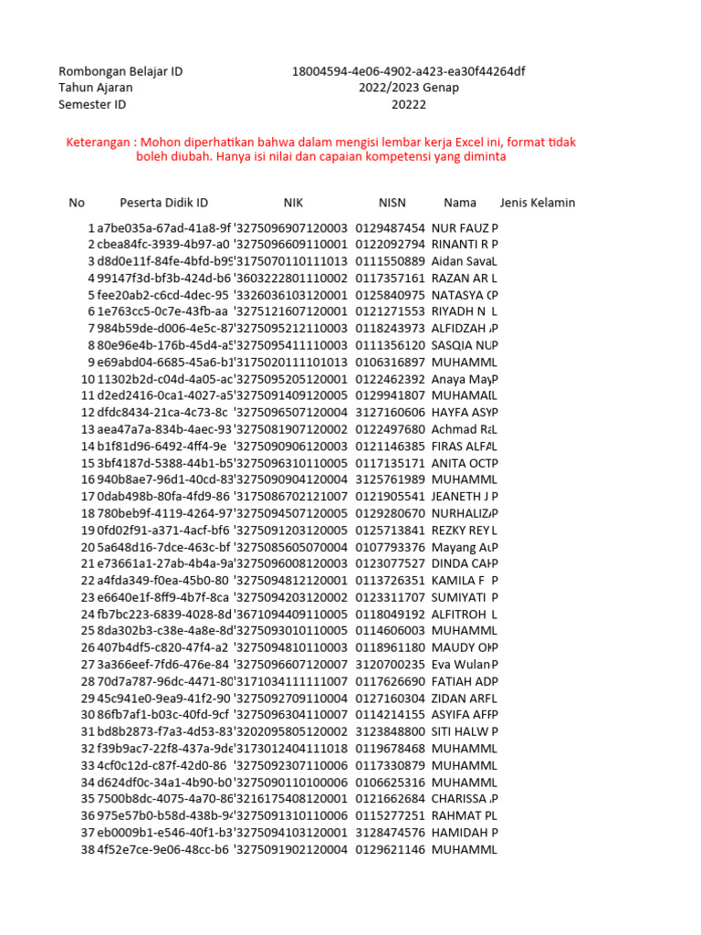 Format Rapor KELAS 5D (20222) - 2022 2023 Genap | PDF