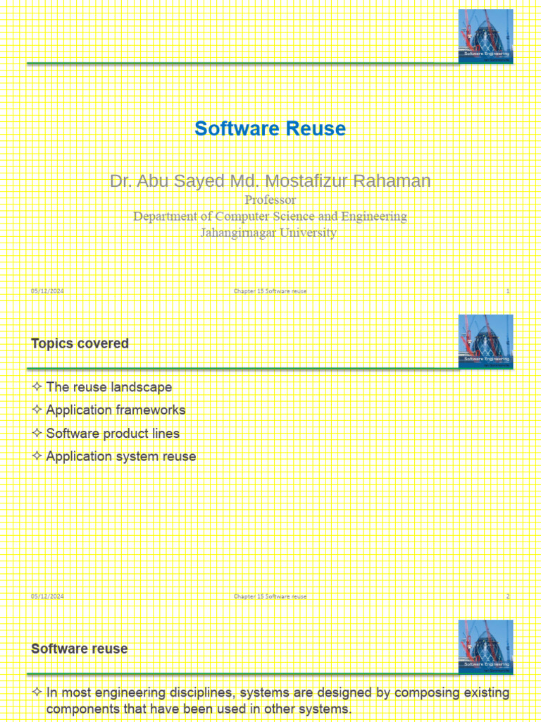 Lecture3 - Software Reuse | PDF | Model–View–Controller | Software Framework
