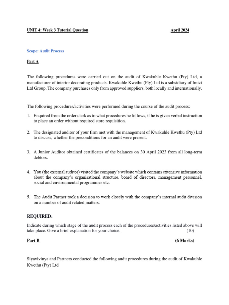Audit Procedures for Kwakuhle Kwethu | PDF