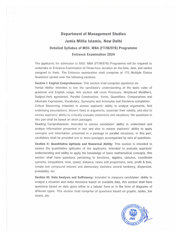 JMI MBA Syllabus | PDF